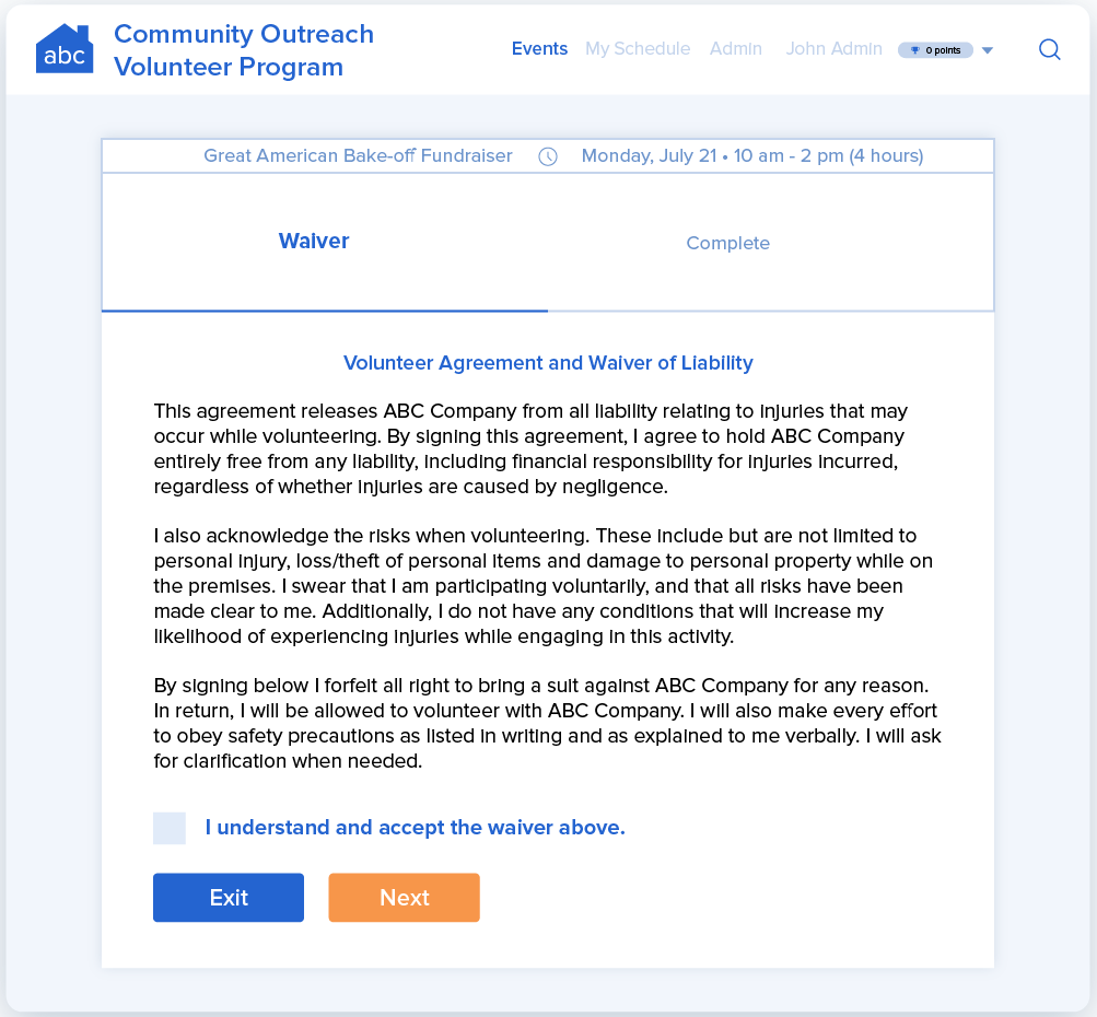 Easily Manage Liability Waivers with VolunteerHub Software